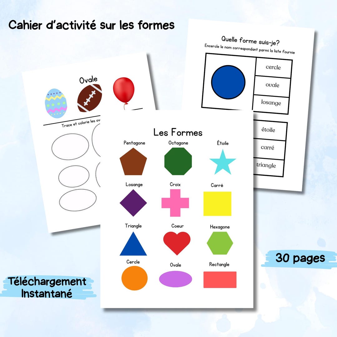 Cahier D'exercices Sur Les Formes Géométrique Maternelle Activité Pour ...