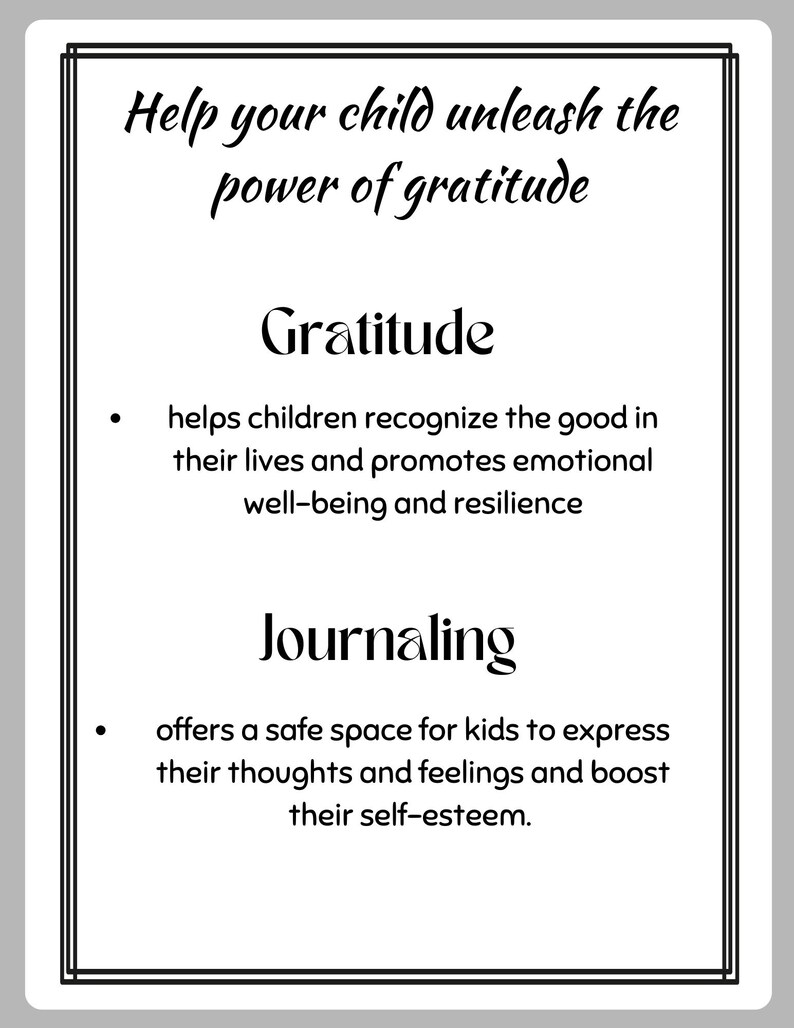 Gratitude Journal Kid Daily Journal Page Grade 1 Mindfulness Activity ...