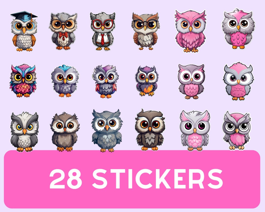 28 Printable Owl Stickers / Print and Cut Owl Stickers / Cute Owl ...
