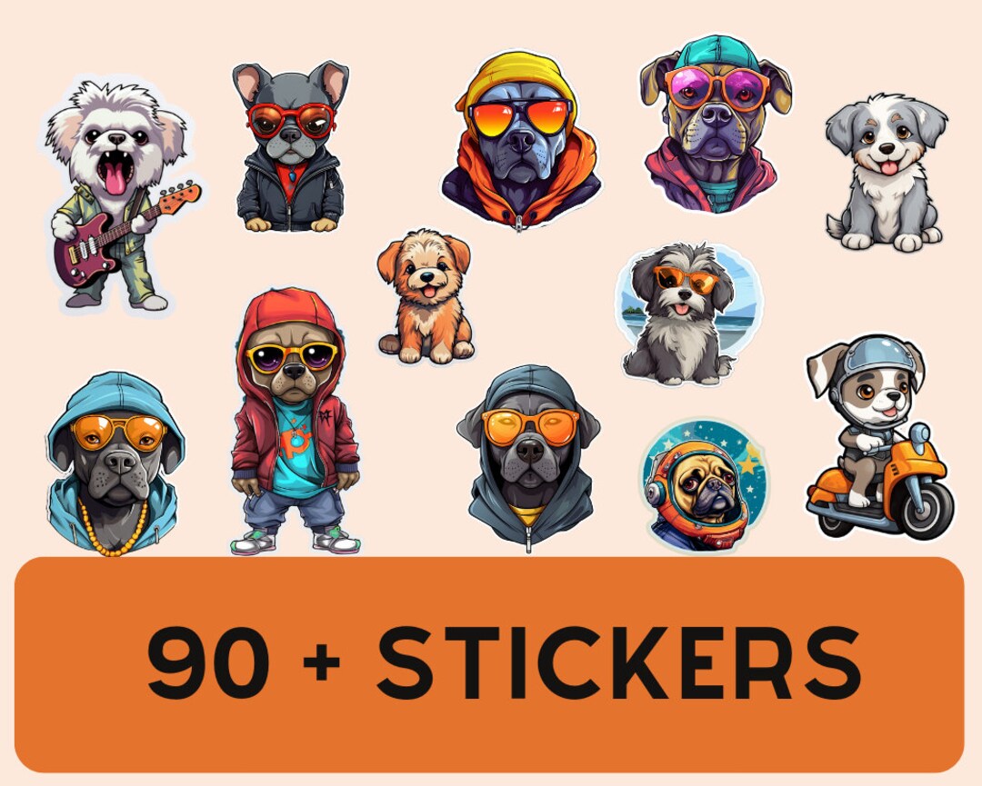 90 Printable Dog Stickers / 5 Sticker Sheets / Print and Cut Dog ...