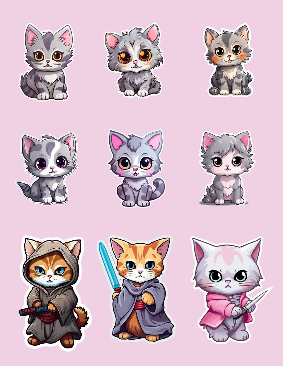 39 Printable Cat Stickers / Print and Cut Cat Stickers / Cute Cat ...