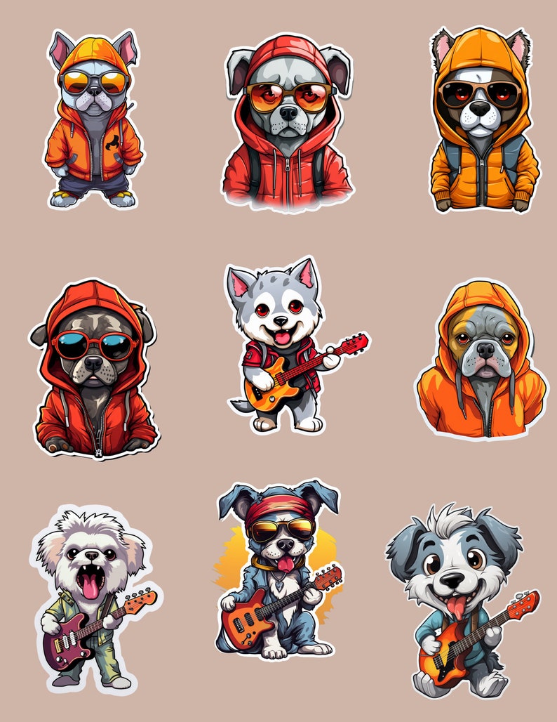 90 Printable Dog Stickers / 5 Sticker Sheets / Print and Cut Dog ...