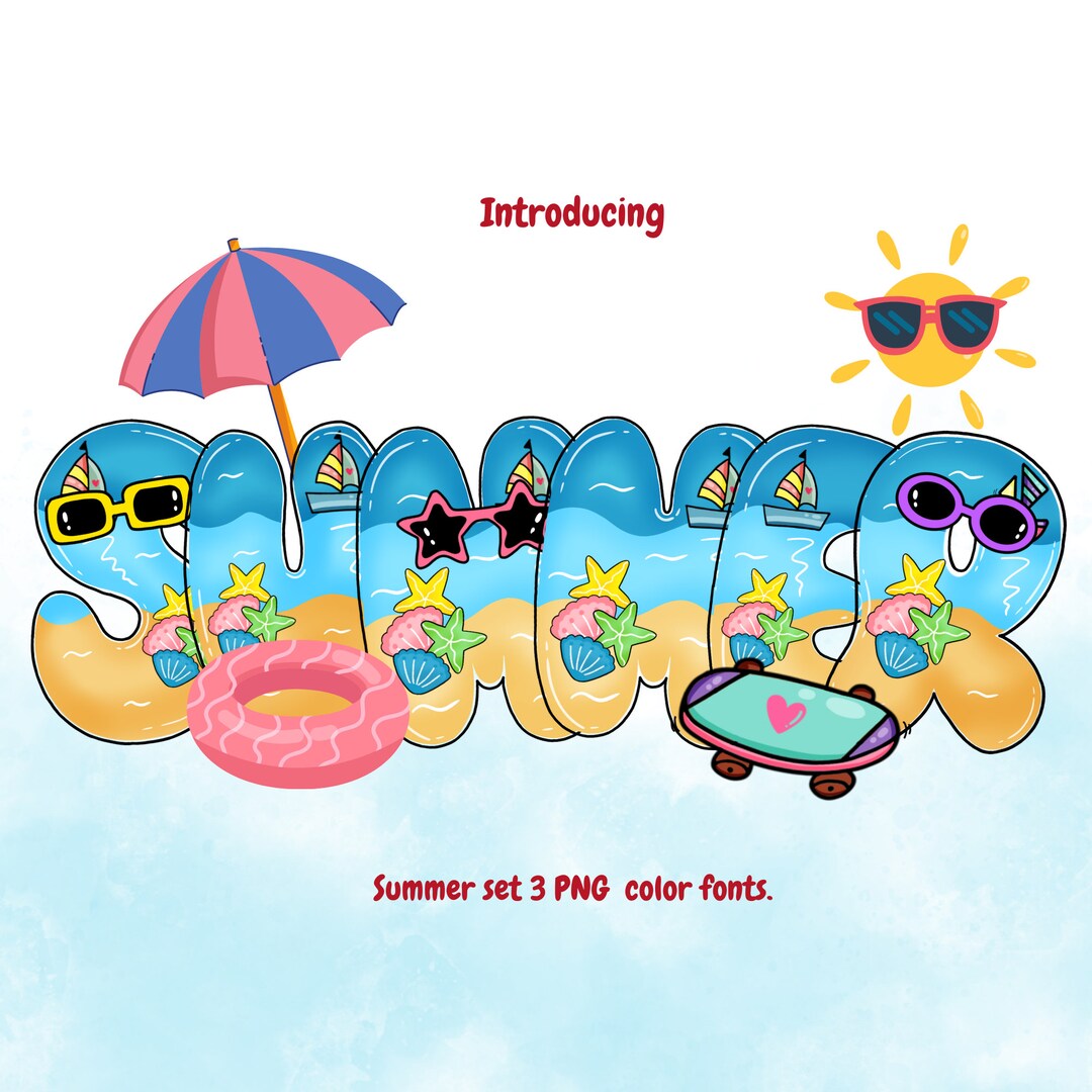 Summer Alphabet Font ,color Fonts ,PNG A-Z and 0-9. - Etsy