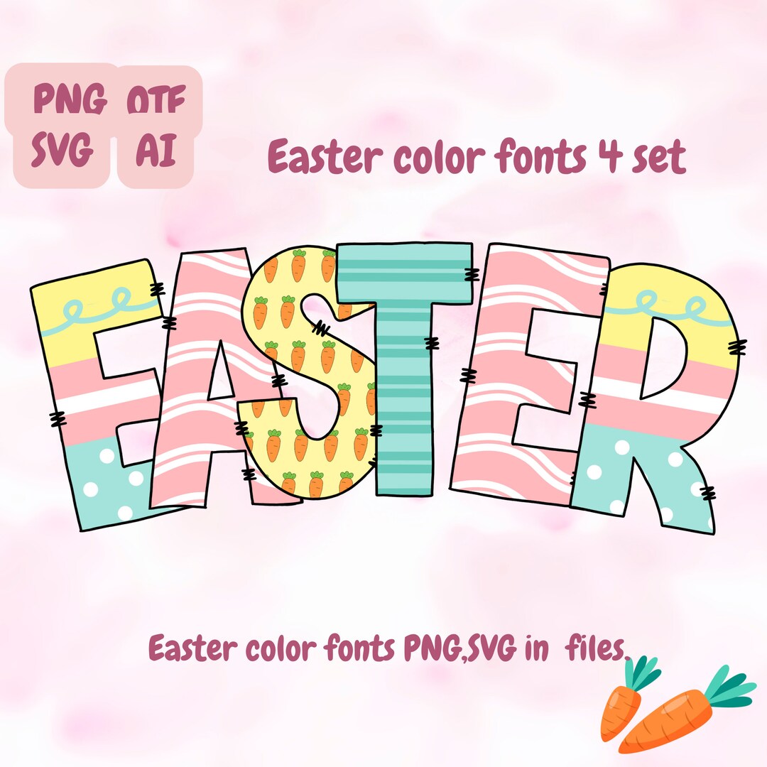 Easter Color Fonts PNGSVG OTF and TTF Files A-Z and 0-9 - Etsy