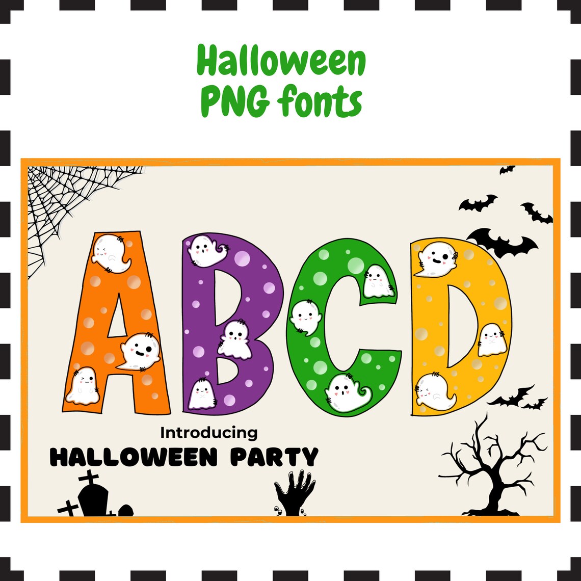 Halloween Ghost Font: Doodle Alphabet PNG Bundle (A-Z & 0-9) - Etsy