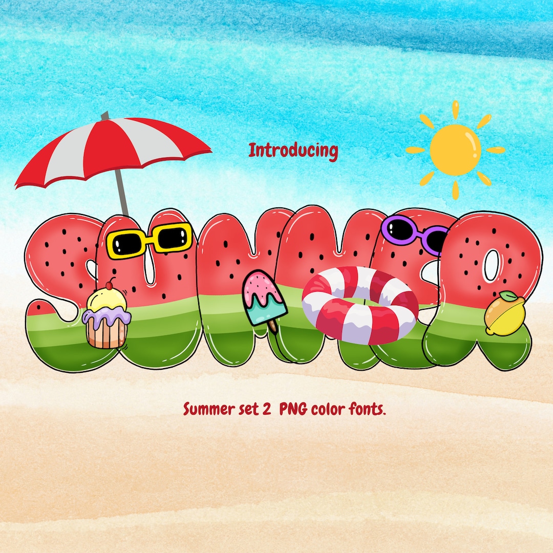 Summer Alphabet Font ,color Fonts ,PNG A-Z and 0-9. - Etsy