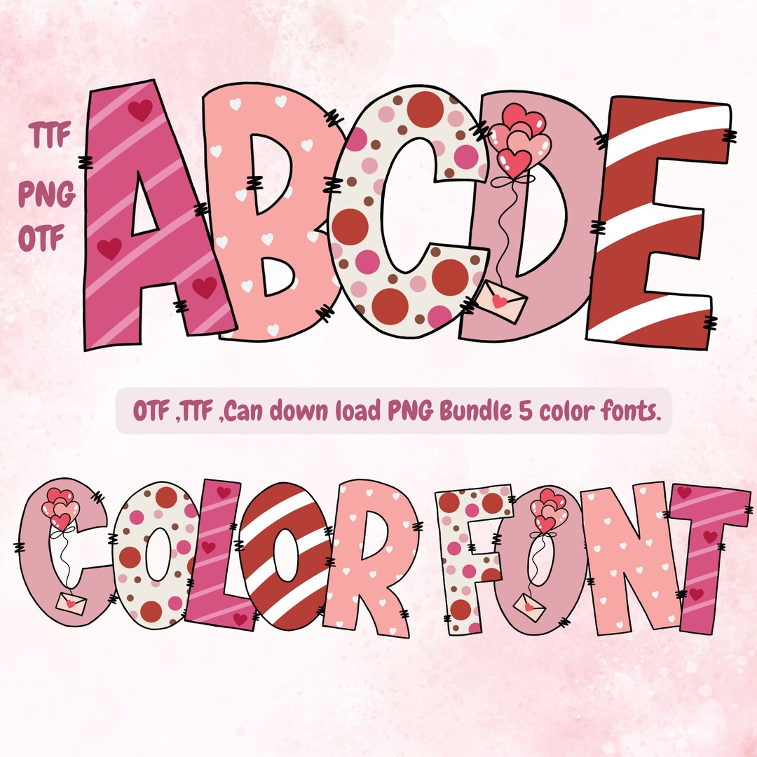 Valentines Fonts, TTF, Otfand PNG Colorful 300 DPI. - Etsy