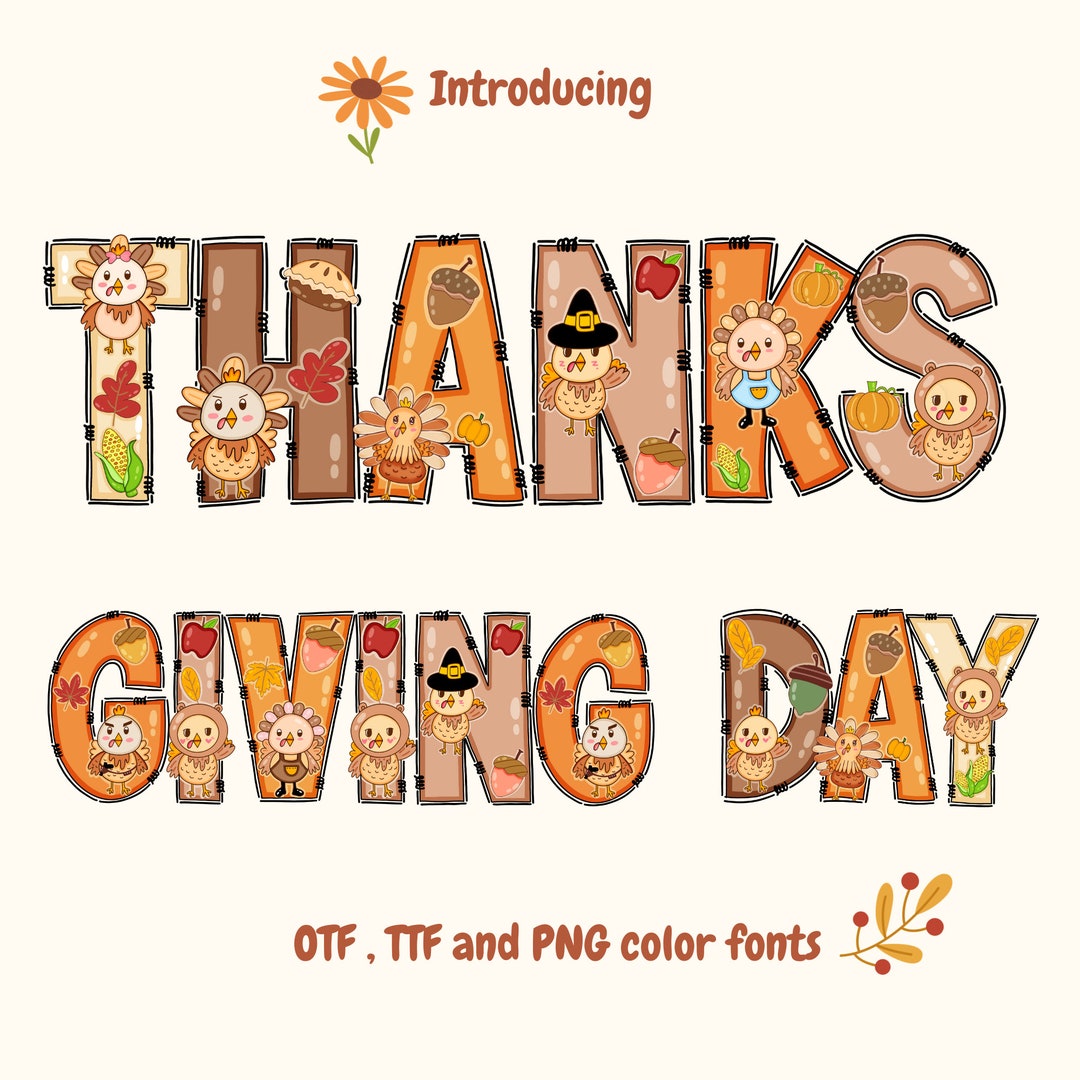 Thanksgiving ,hand Lettering Fonts Display Fonts Thanksgiving Day PNG ...