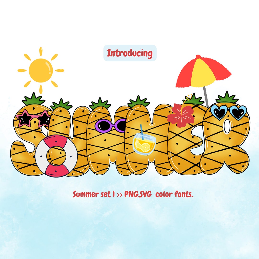 Summer Alphabet Font ,color Fonts ,PNG A-Z and 0-9. - Etsy