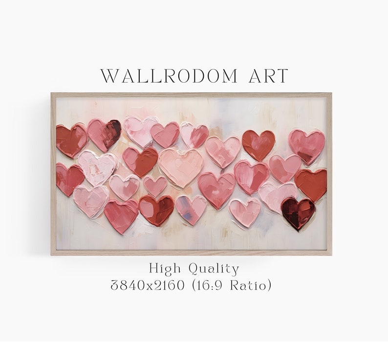 Frame TV Art Valentines Day, Heart Frame Tv Art, Abstract Oil Painting ...