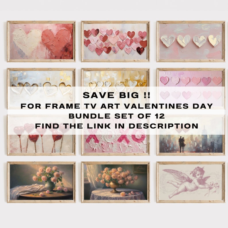Frame TV Art Valentines Day, Heart Frame Tv Art, Abstract Oil Painting ...