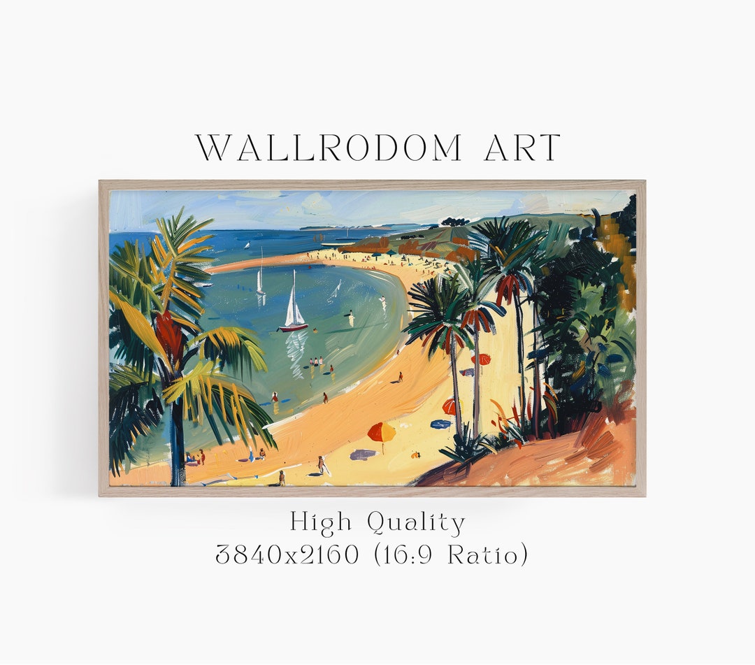 Frame TV Art Summer, Tropical Bay View Art for Frame Tv, Lush Palms ...