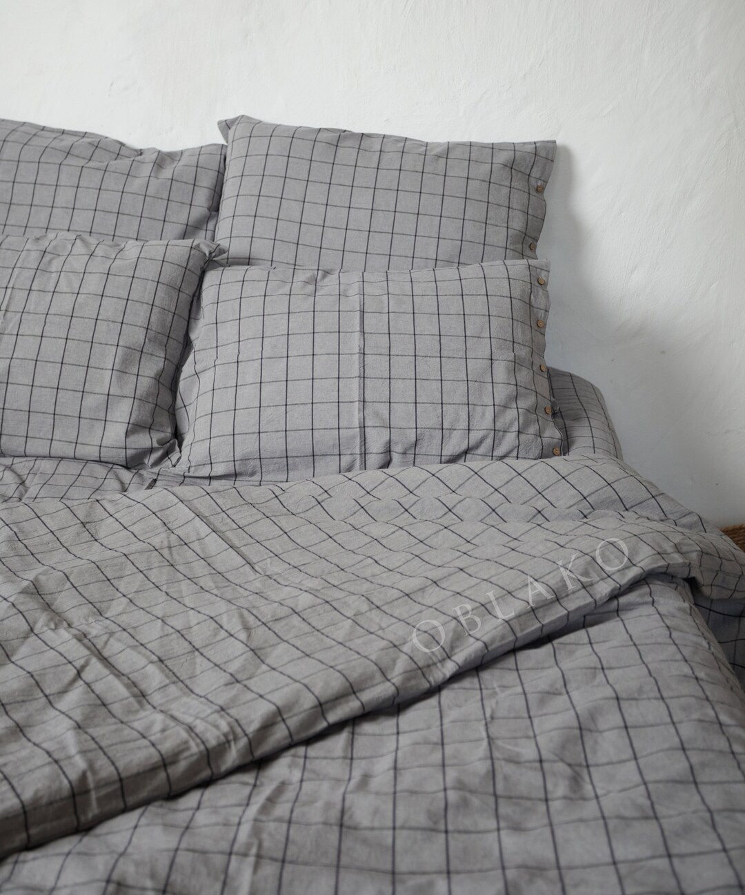 Gray Plaid Duvet Cover – Plaid Queen Duvet Cover Set - Cotton Comforter ...