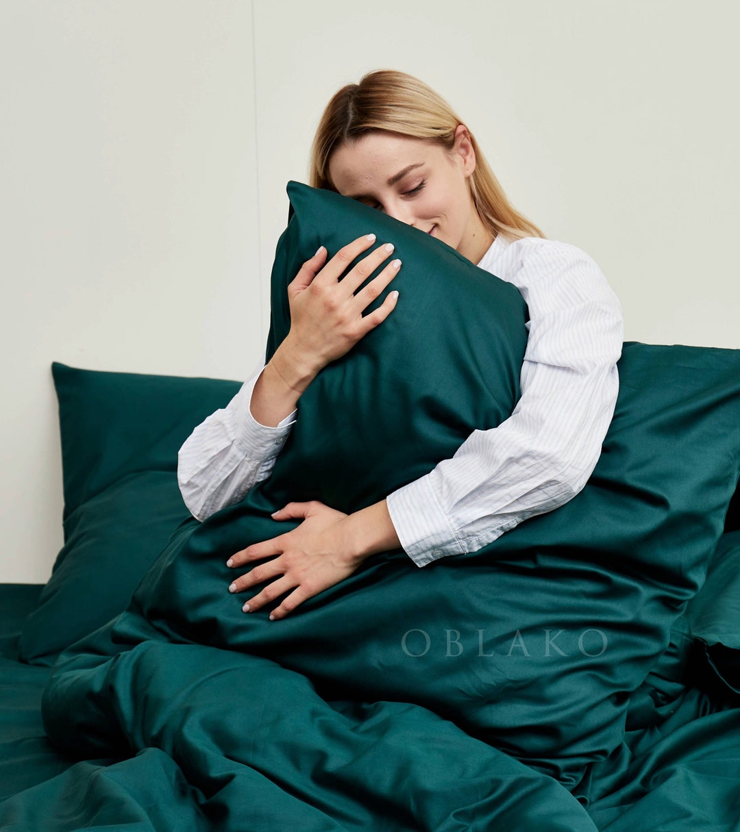 Forest Green Bedding Set – Deep Green Duvet Cover Set – Emerald Sheets ...