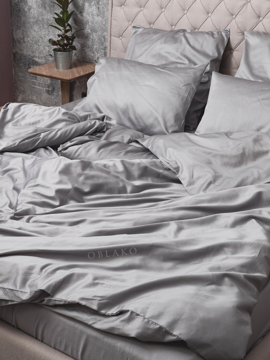 Light Grey Duvet Cover – Gray Cotton Bed Sheets – Silver Mens Bedding ...