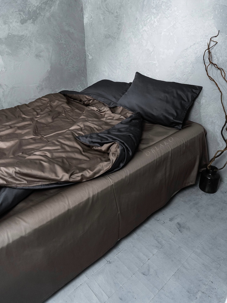 Reversible Duvet Cover – Brown Gray Double Sided Duvet – Two Sides ...