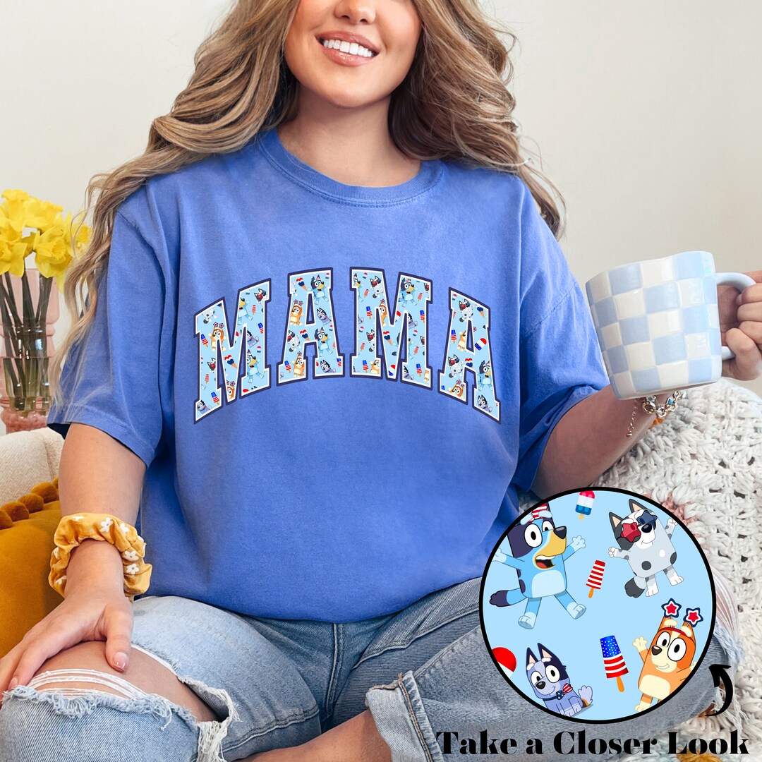 Bluey Mama, Red White and Bluey, 4th of July Bluey, Fireworks Bluey ...