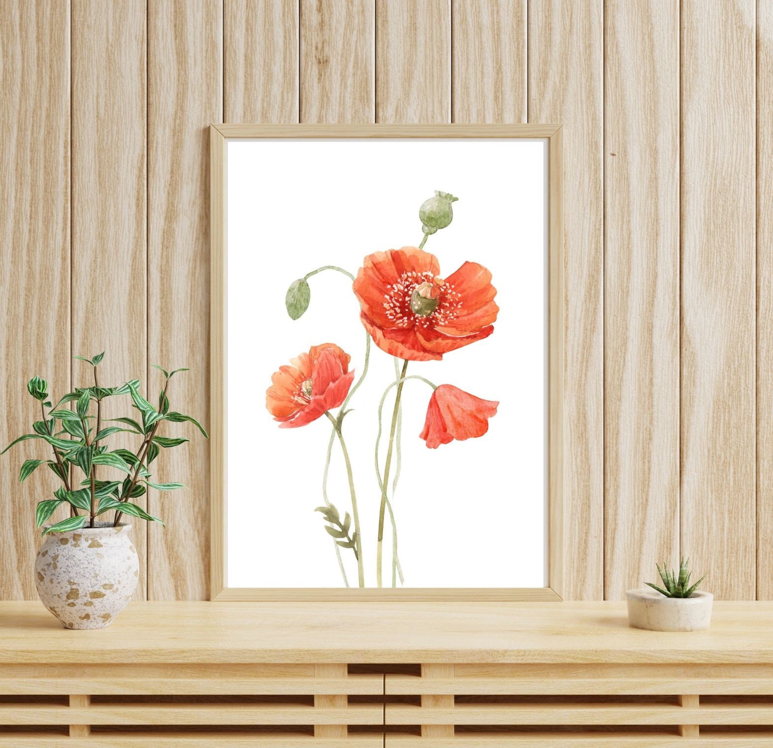 Beautiful Poppies Digital Print Home Decor Wall Hanging Colourful ...