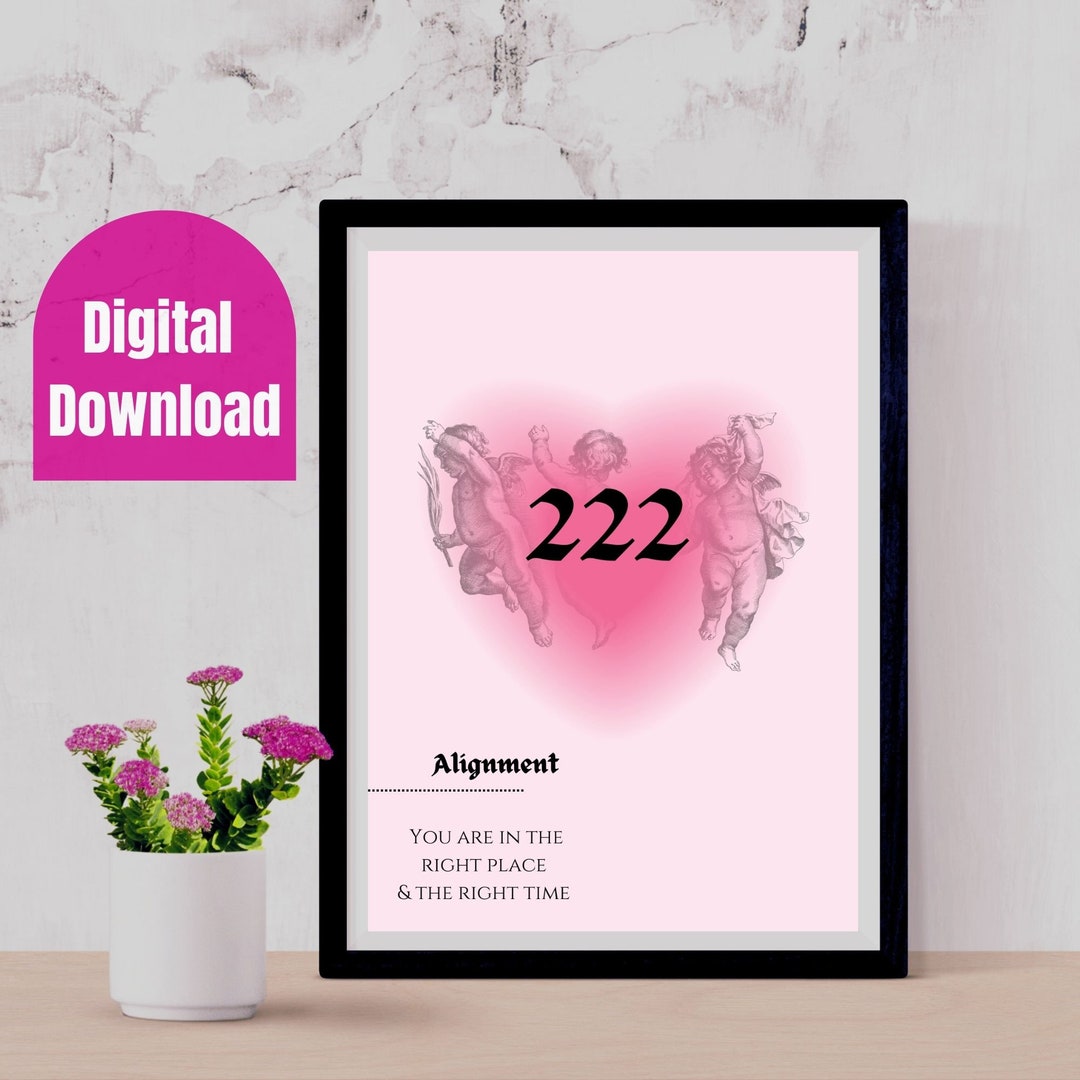 222 Angel Number, Angel Number Print, Instant Printable Wall Art Print ...