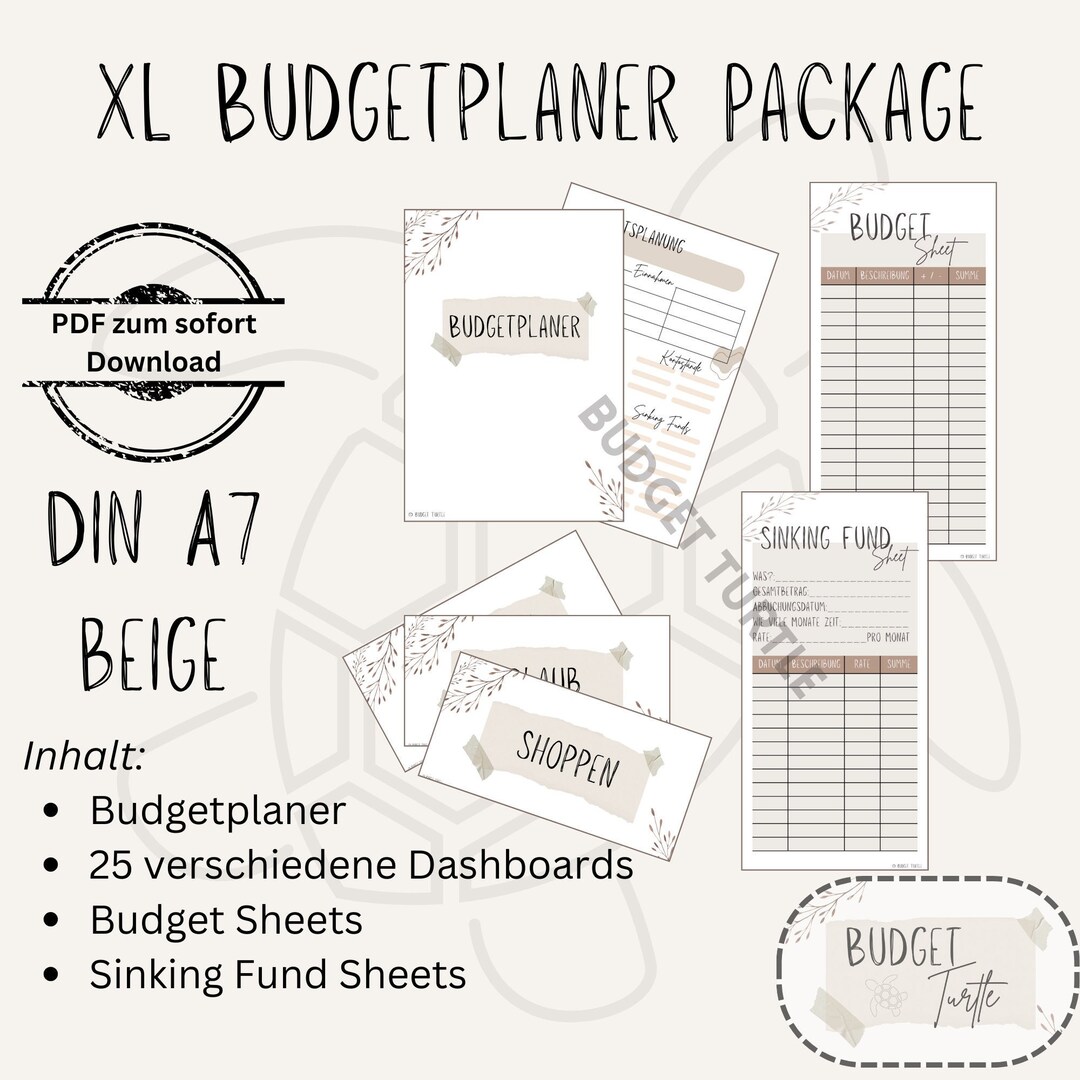 XL Package Budget Planning A7 Beige // Digital Version // PDF ...