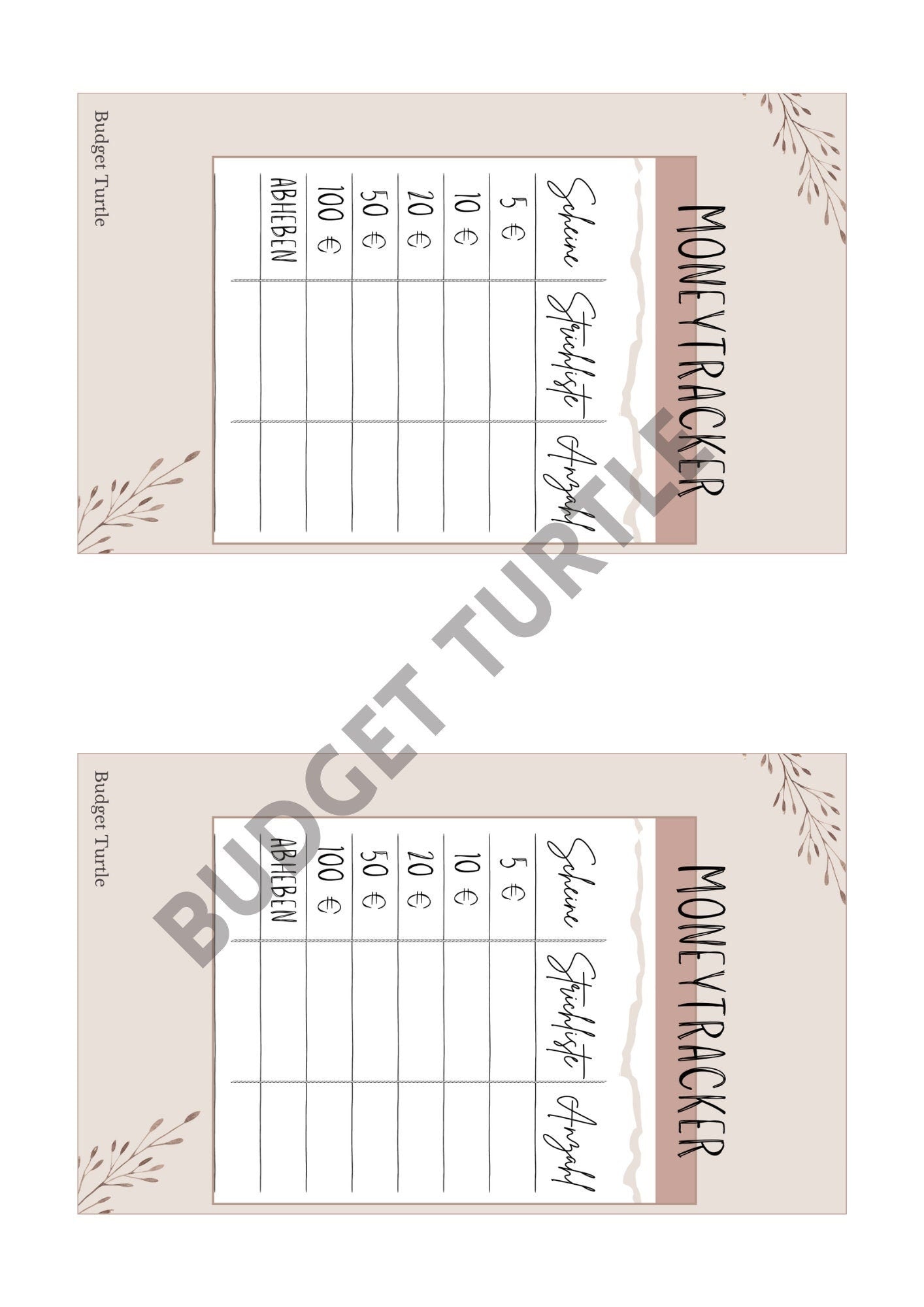 Cash Tracker // Digital Version // PDF // Beige // A6 Budget Planner ...