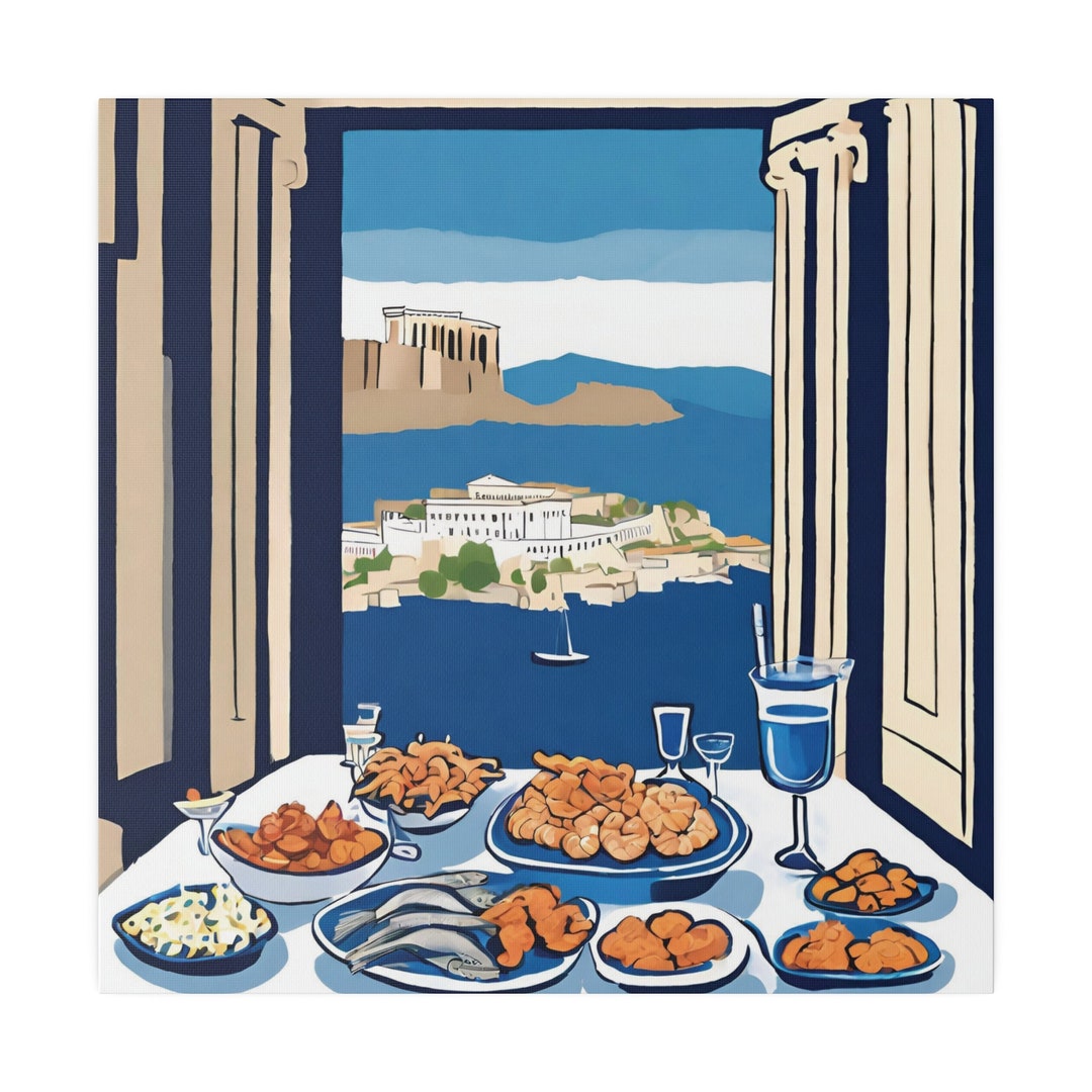 Cities and Tables Athens Table Matte Canvas Stretched With - Etsy