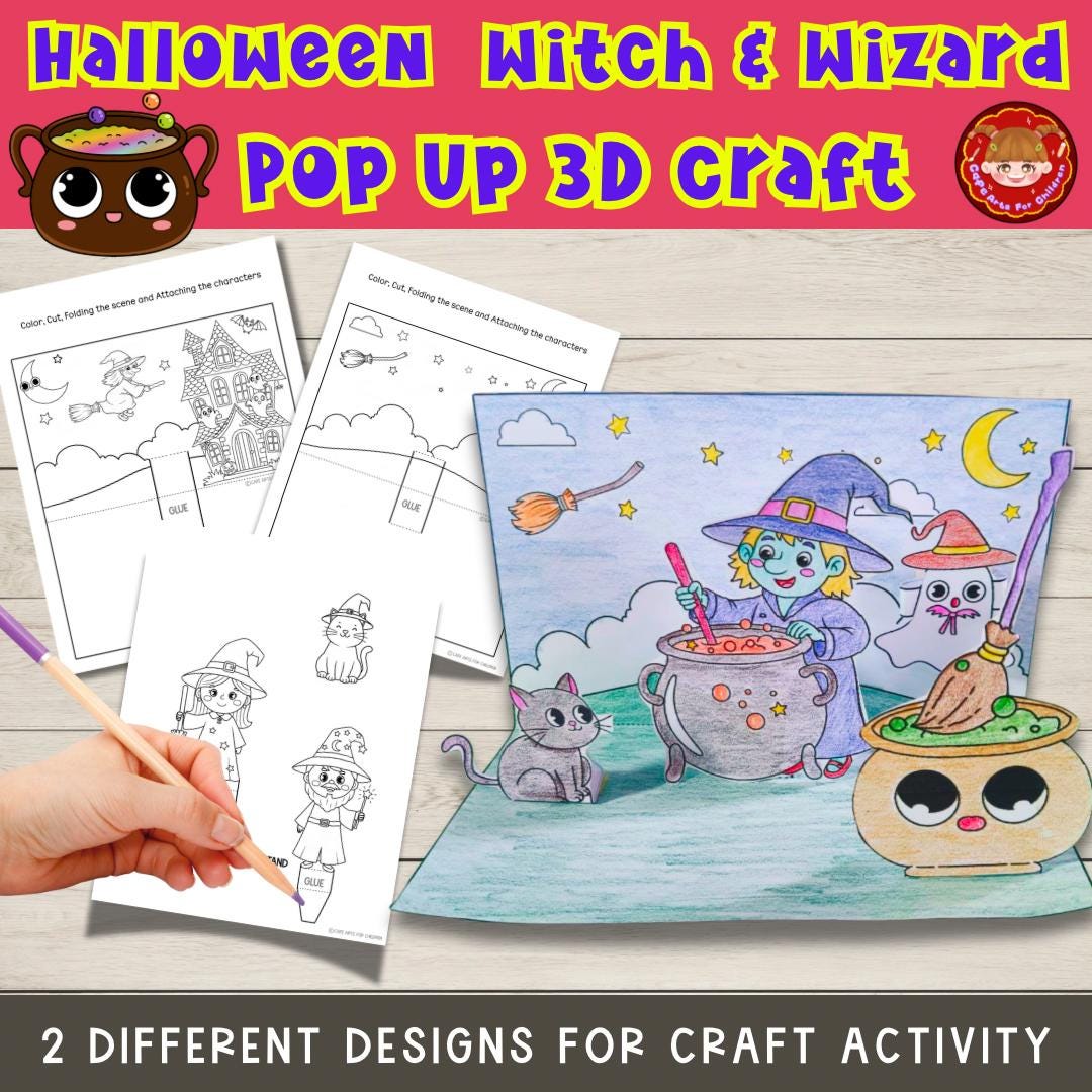Halloween Witch & Wizard 3D Diorama Craft Kit (digital File) - Etsy