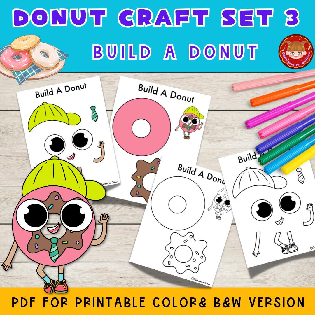 Donut Craft Activity: Printable Cut and Paste Fine Motor Skills (PDF ...