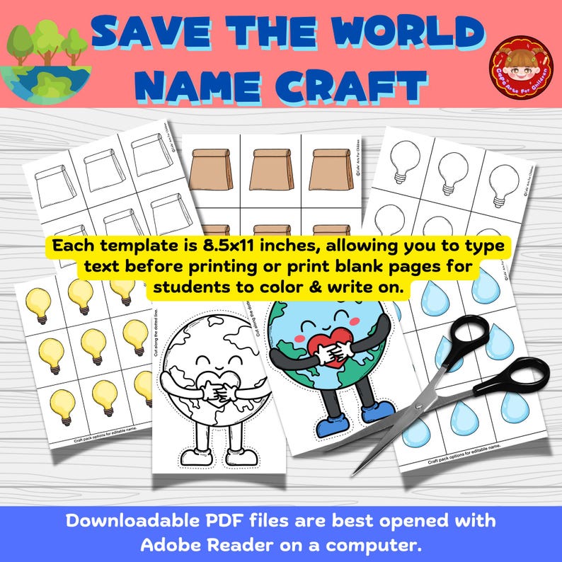 Earth Day Craft Activity, Kids Craft Printable, DIY for Earth Day, Eco ...