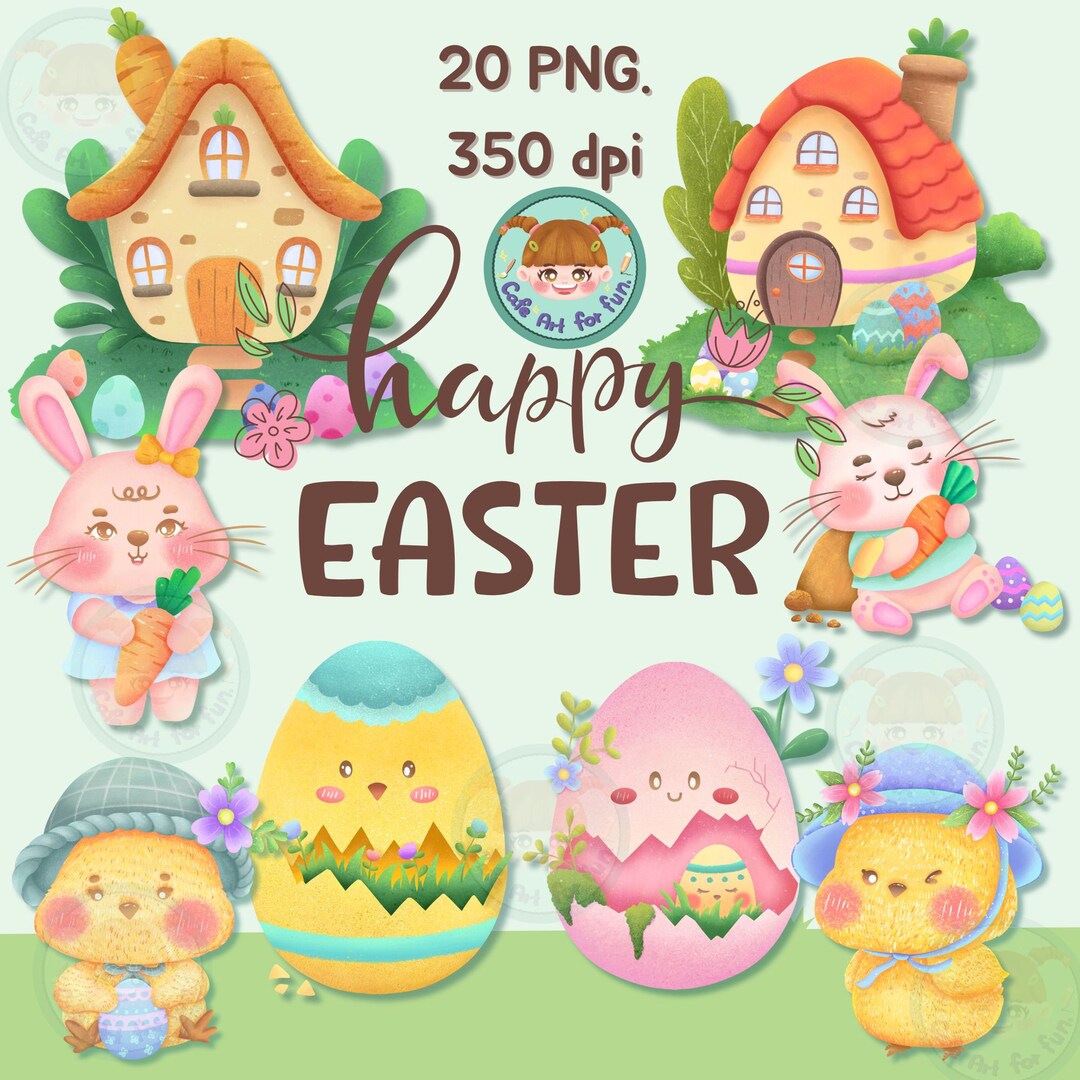 Easter Clipart Bundle, Easter Egg, Bunny Characters, Chicken Baby ...