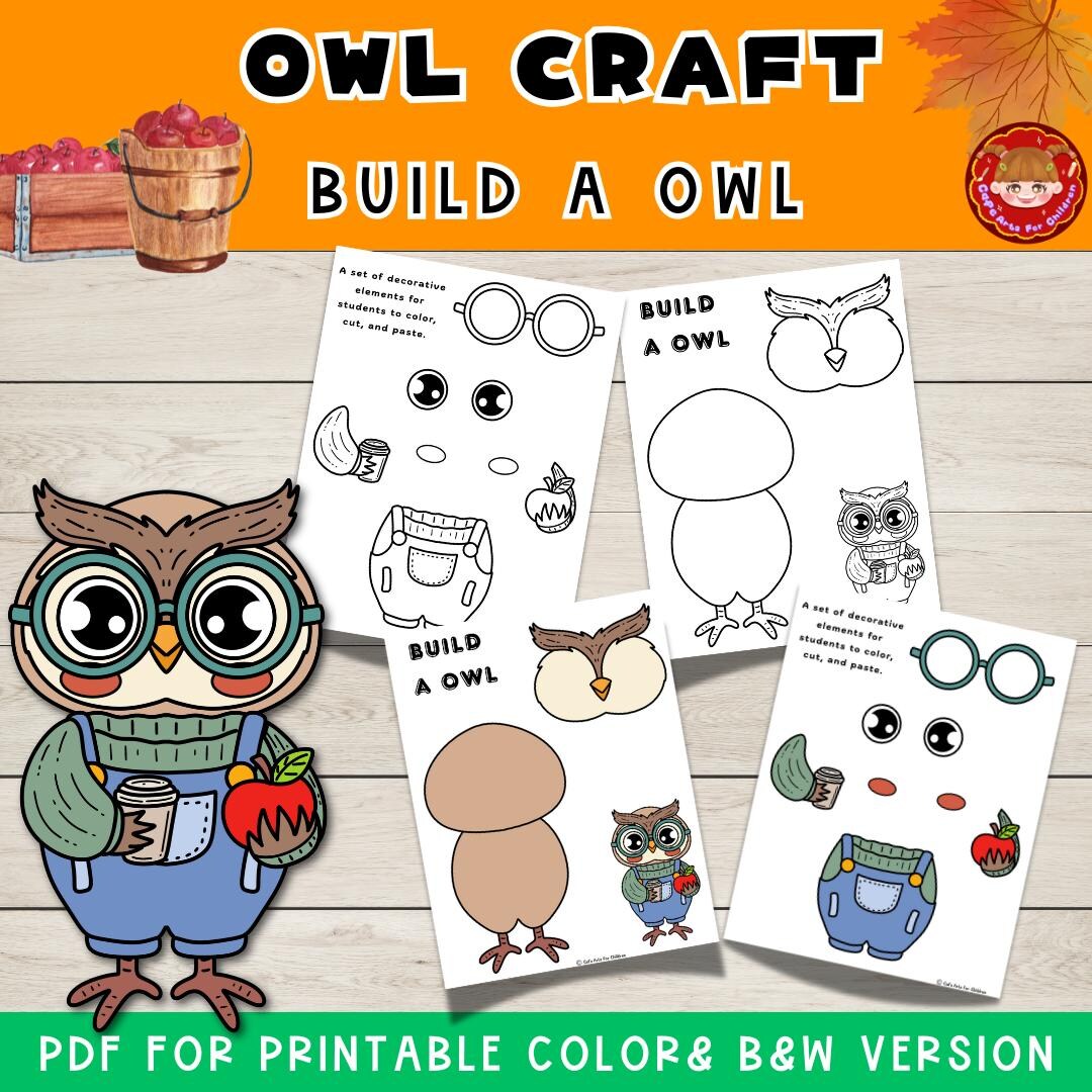 Owl Craft Activity: Fine Motor Skills, Fall & Spring Project (PDF ...