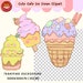 Cute Ice Cream Clipart, Sweet Treats PNG, Cone&sundae, Kawaii Ice Cream ...