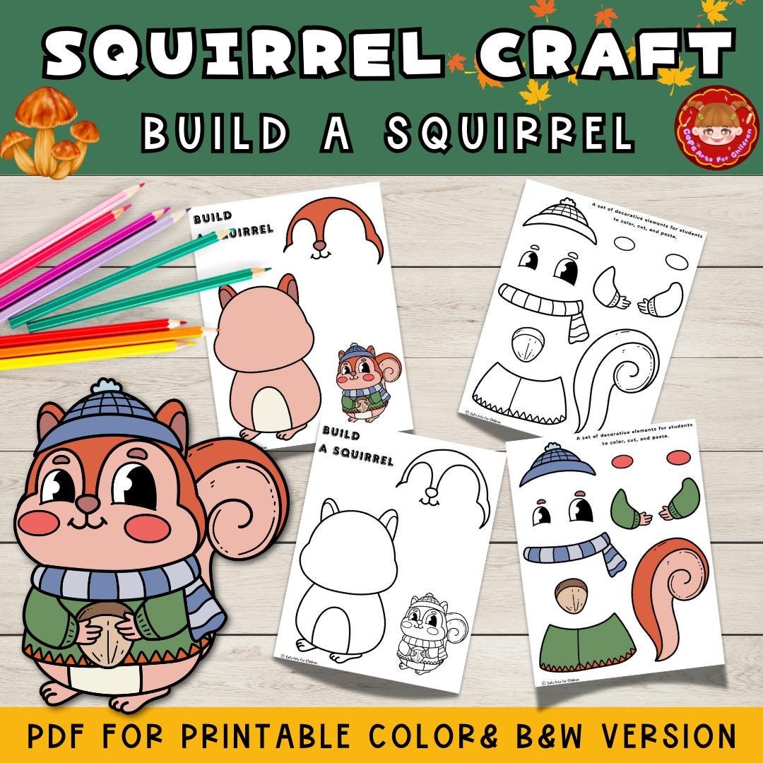 Build a Squirrel, Fall Woodland Animal Craft Cut and Paste Activity ...