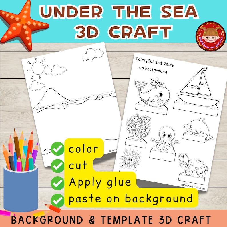 Summer Craft Printable for Kids, Cut and Paste Worksheets, Preschool ...