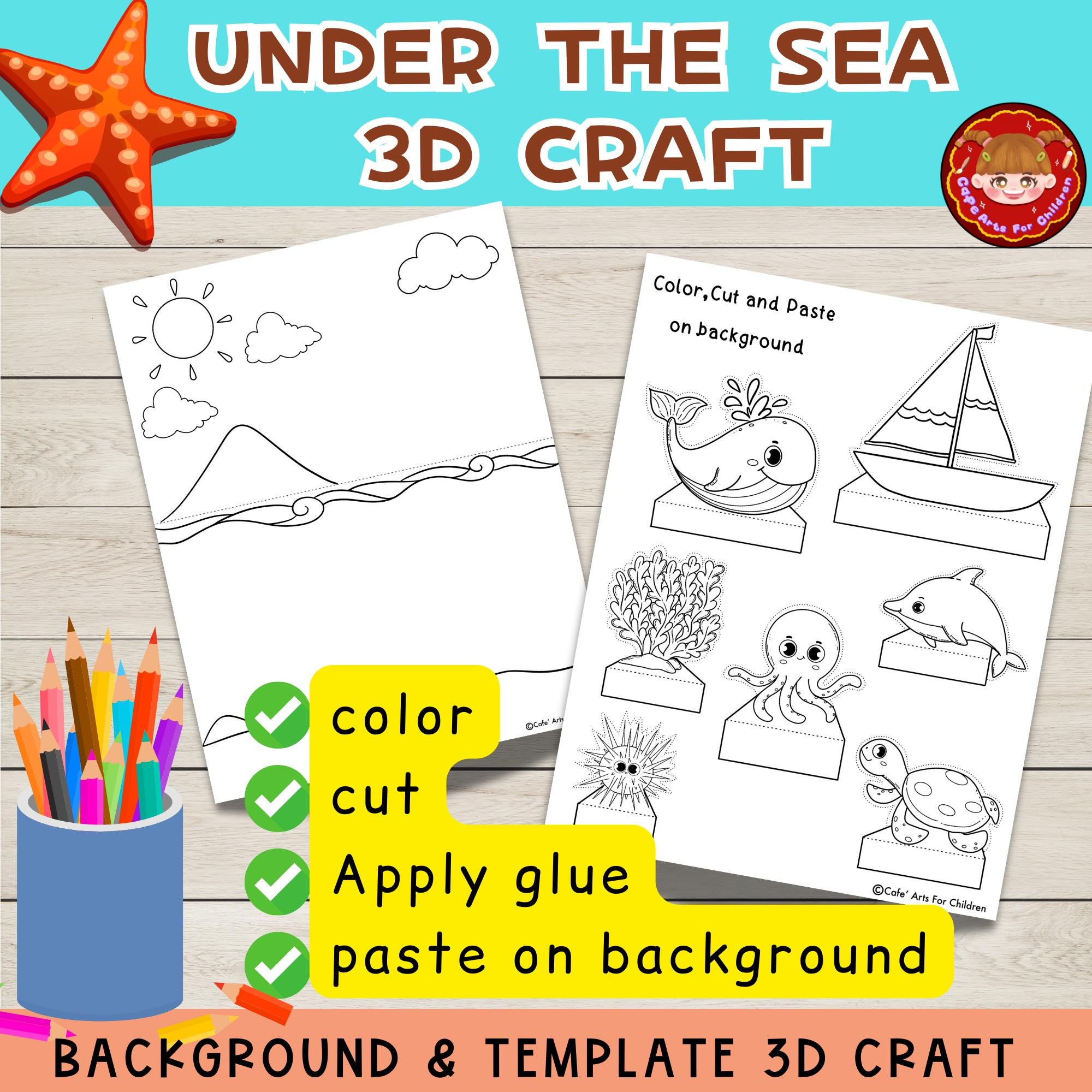 Summer Craft Printable for Kids, Cut and Paste Worksheets, Preschool ...