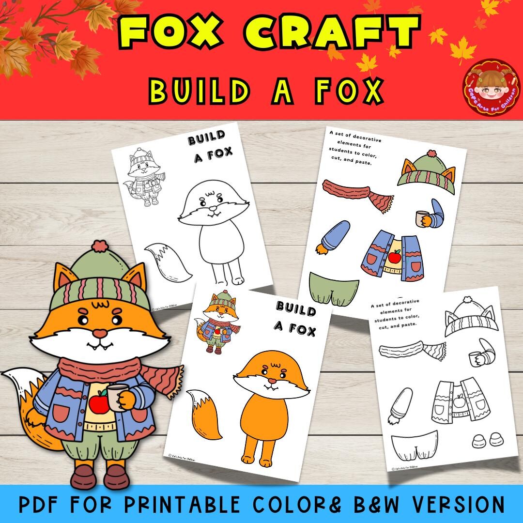 Fox Craft Activity: Fall Cut and Paste, Woodland Animals (PDF Download ...