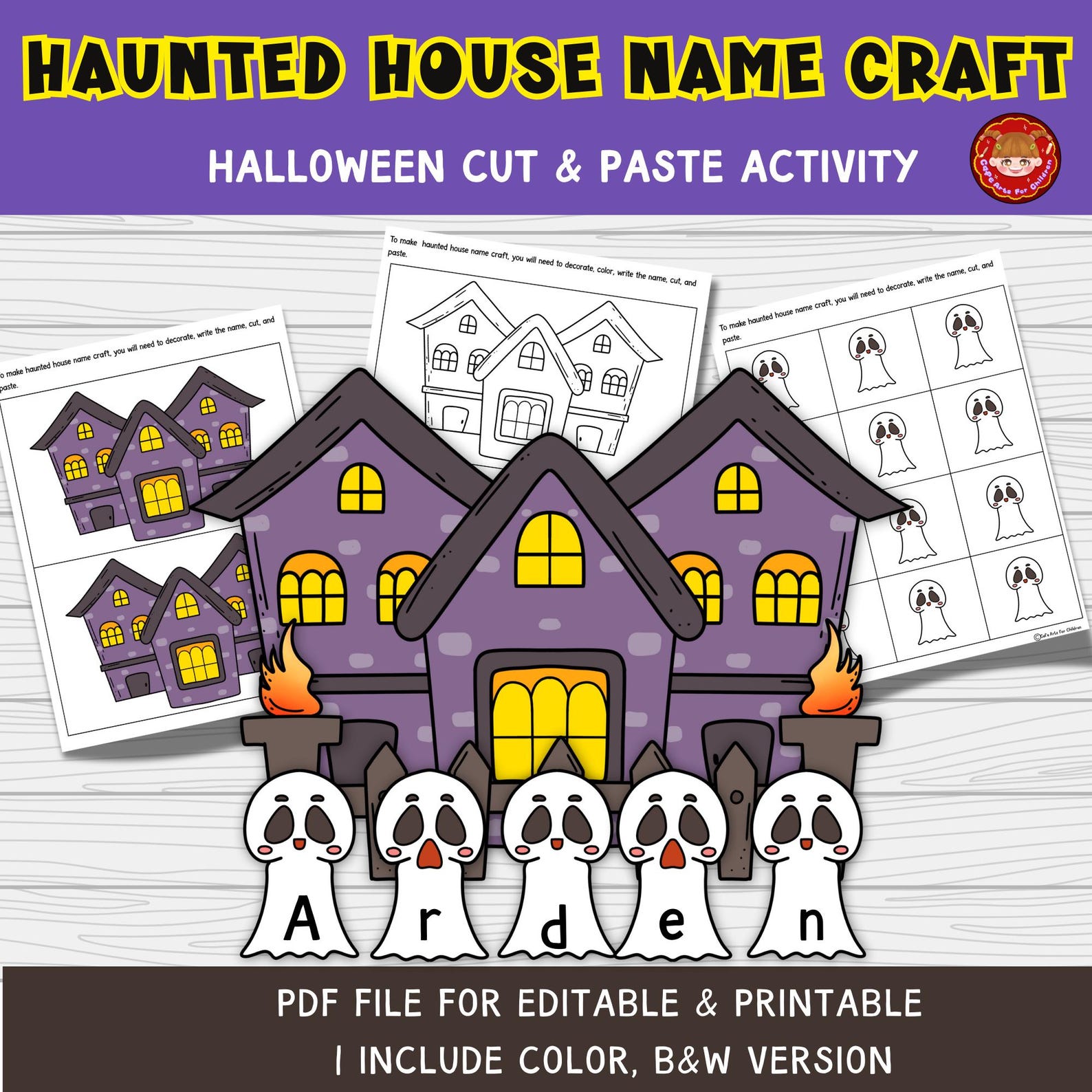 Editable Haunted House Name Craft: Halloween Cut & Paste Activity (PDF ...