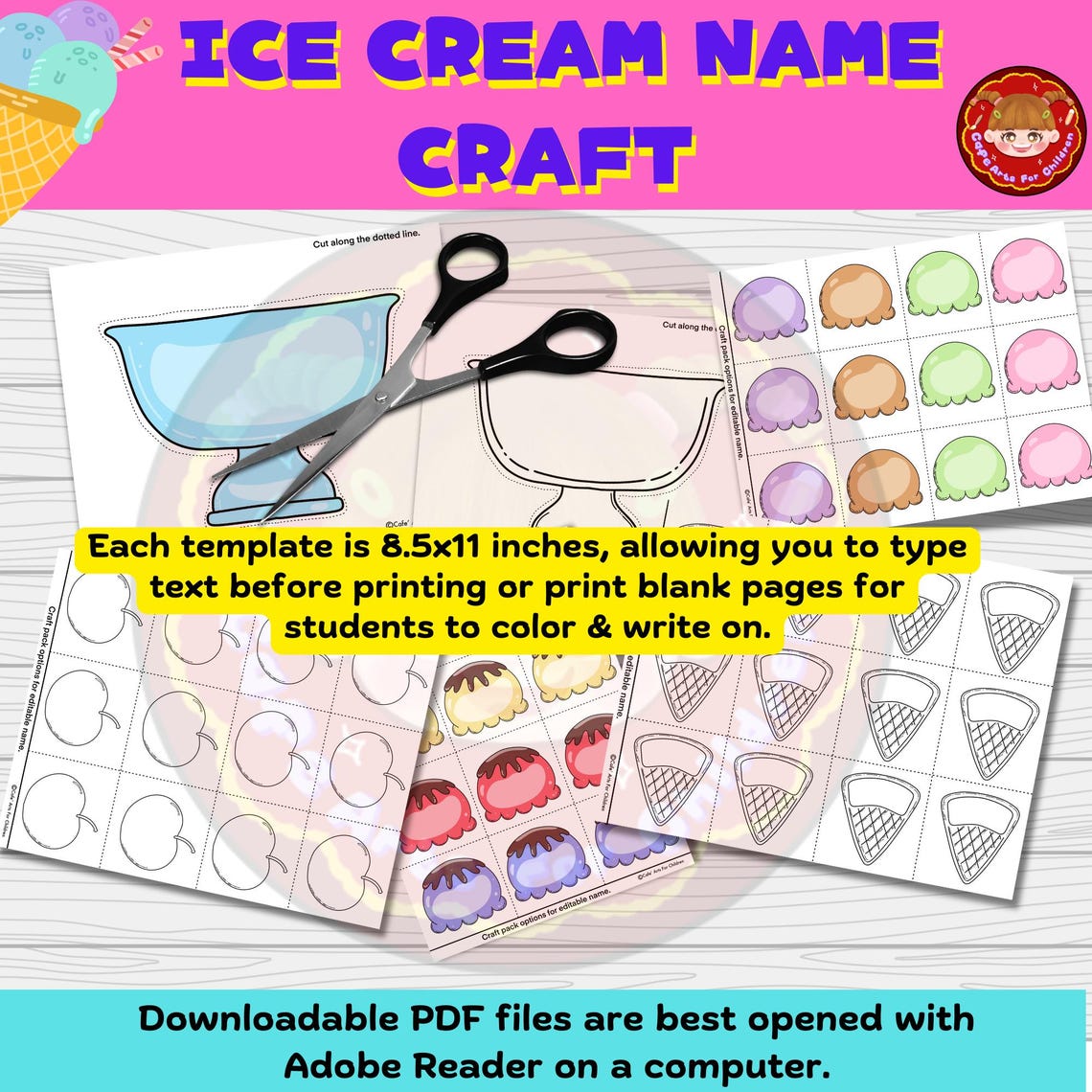 Editable Summer Ice Cream Name Craft, Bulletin Board Ideas, Classroom ...