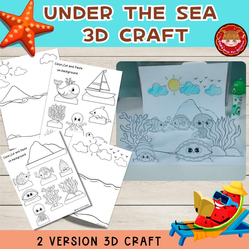 Summer Craft Printable for Kids, Cut and Paste Worksheets, Preschool ...