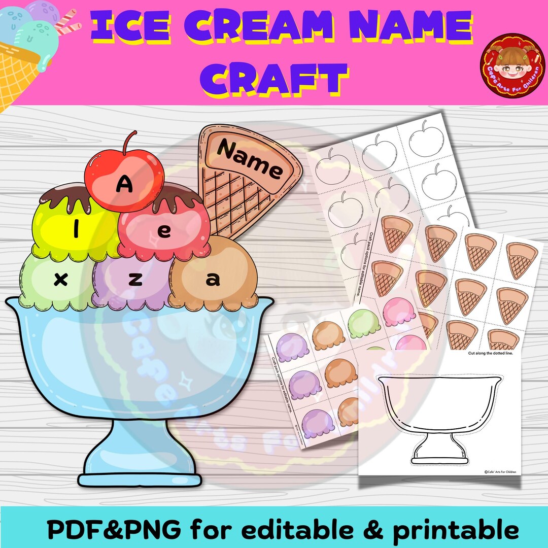 Editable Summer Ice Cream Name Craft, Bulletin Board Ideas, Classroom ...