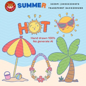 Summer PNG, Doodle Summer on the Beach Clipart, Retro Sweet Beach PNG ...