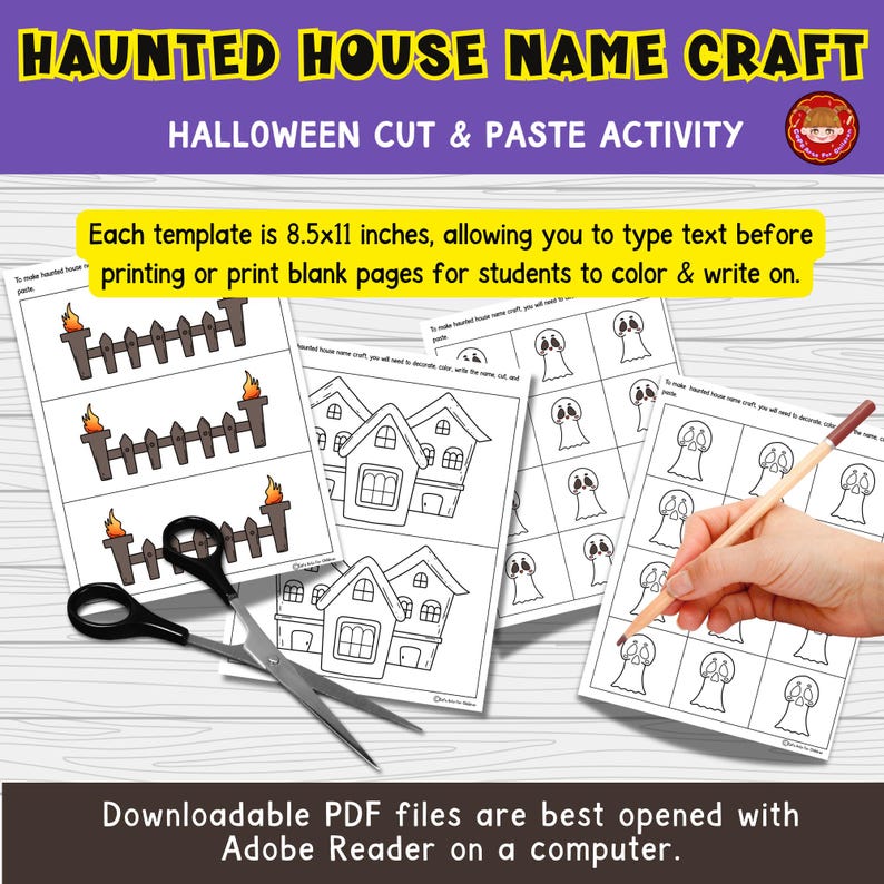 Editable Haunted House Name Craft: Halloween Cut & Paste Activity (PDF ...