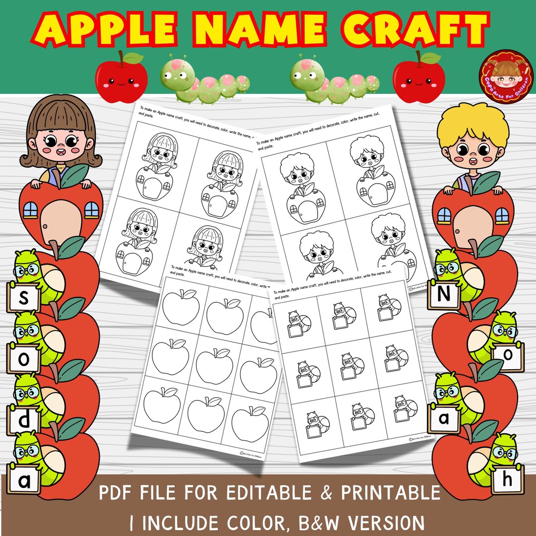 Apple Name Craft: Back to School Activity, Printable Classroom Decor ...