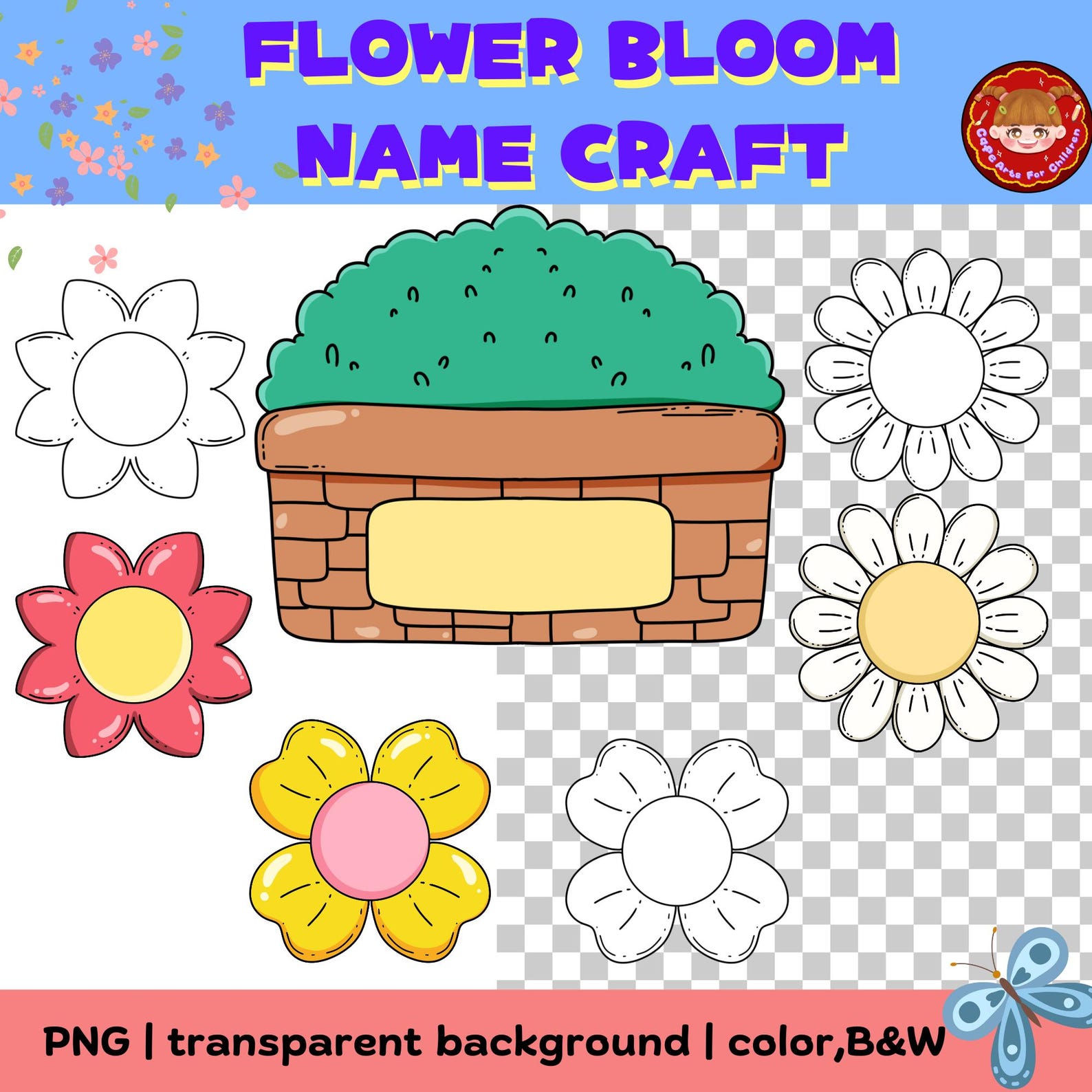 Flower Bloom Name Craft: Spring Floral Letter Sign (editable PDF) - Etsy