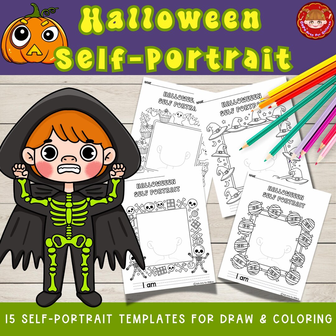 Halloween Self-portrait Coloring Page: Kids Printable Activity - Etsy
