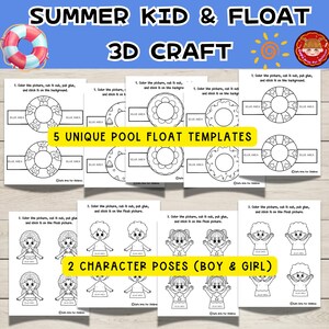 Summer Pool Float 3D Craft: Kids Art Project (PDF Pattern) - Etsy