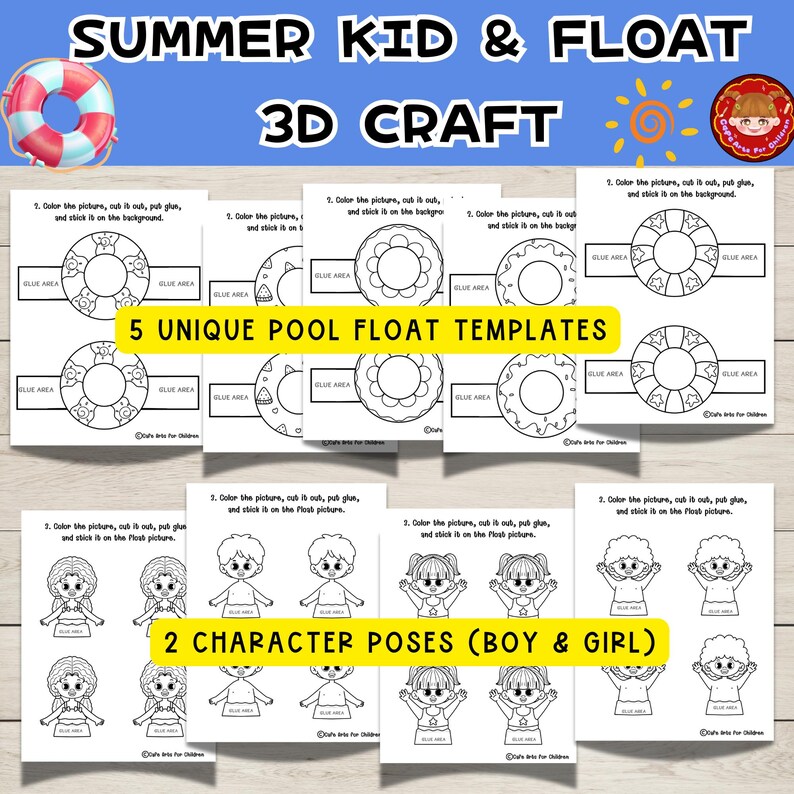 DIY Summer Pop up Kit , Kids With Pool Floats Crafts, Beach Theme ...