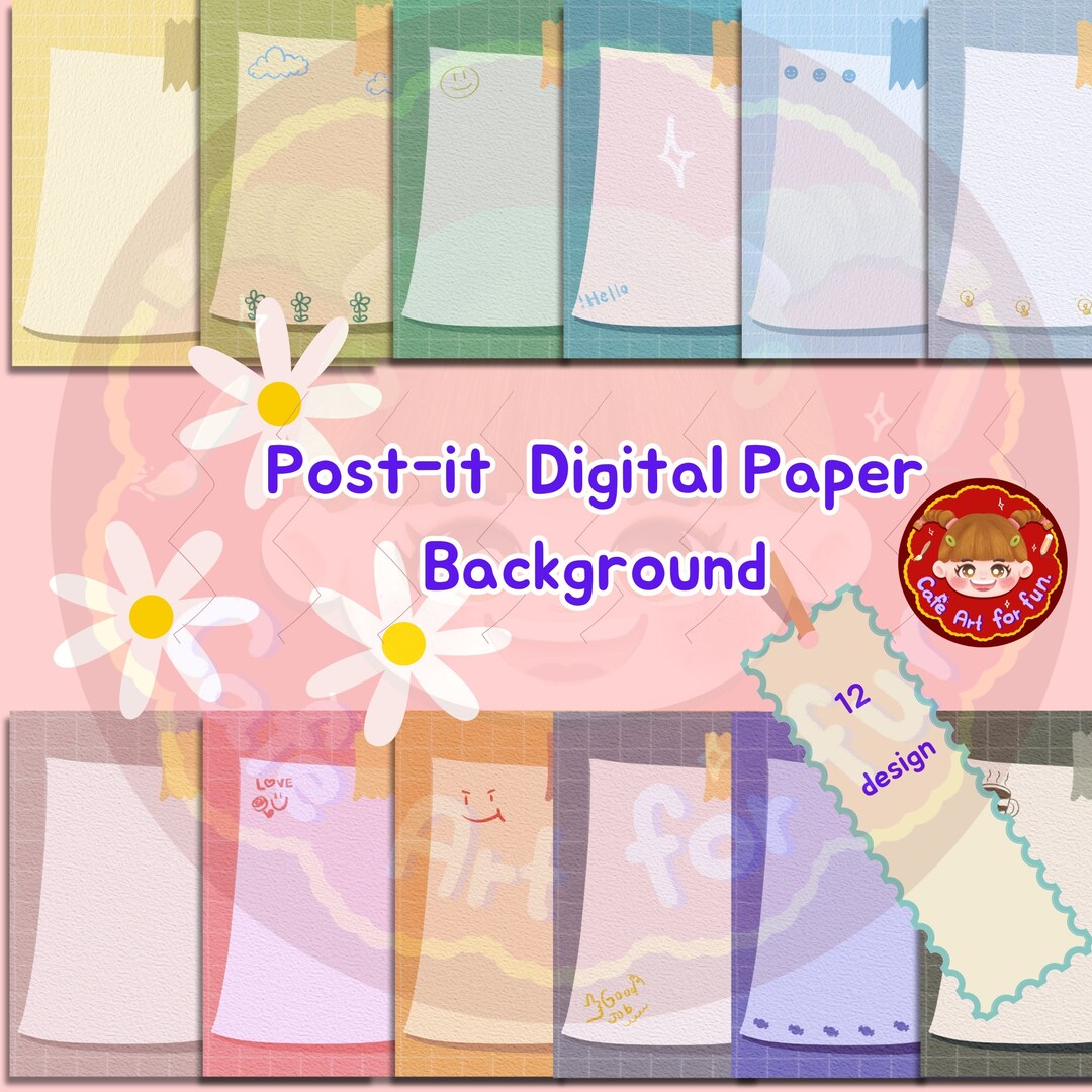 Pastel Watercolor Digital Background, Cute Digital Notepad Pages, Hand ...