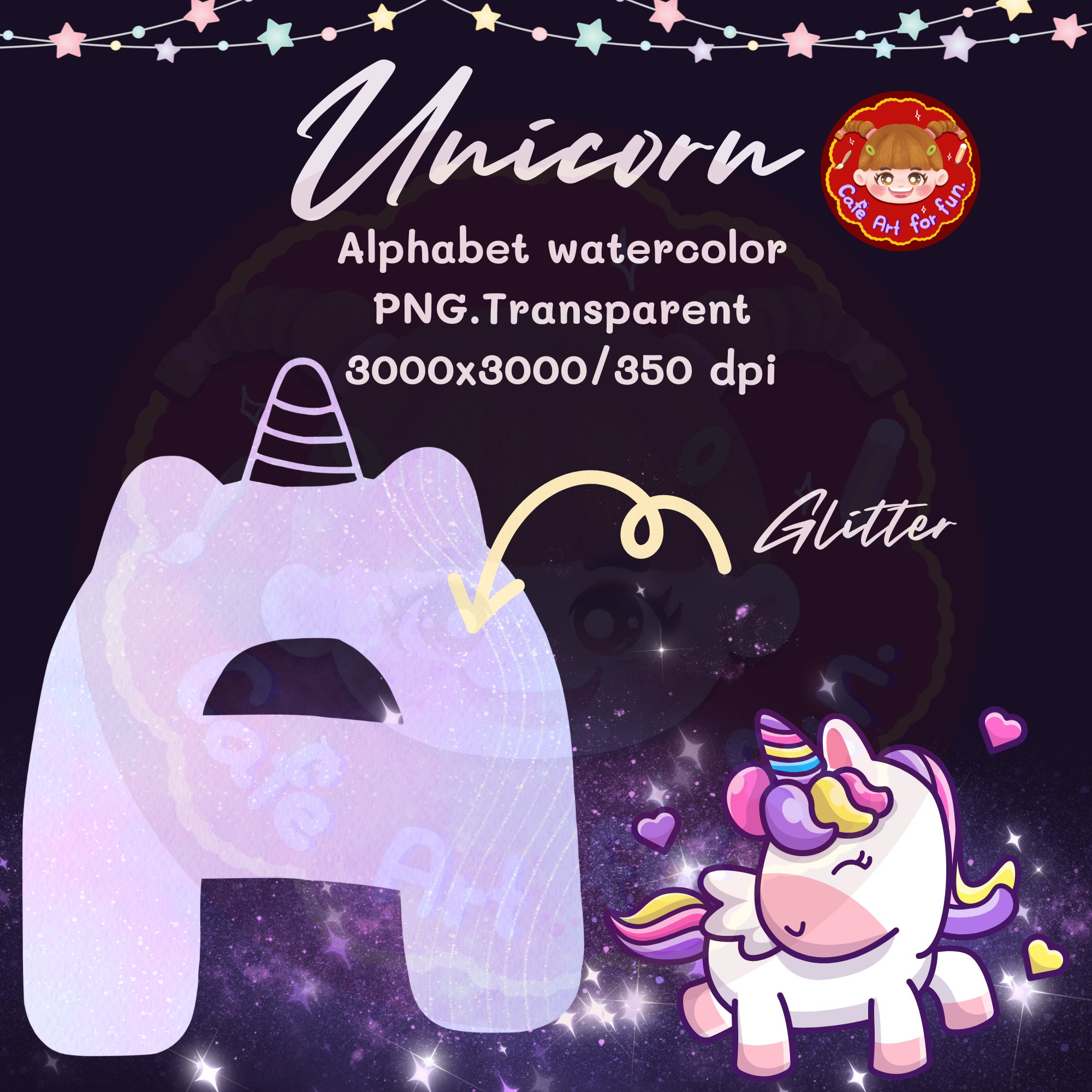 Pastel Watercolor Alphabet Clipart, Unicorn Letter PNG. Font, Number ...