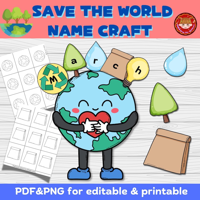 Earth Day Craft Activity, Kids Craft Printable, DIY for Earth Day, Eco ...